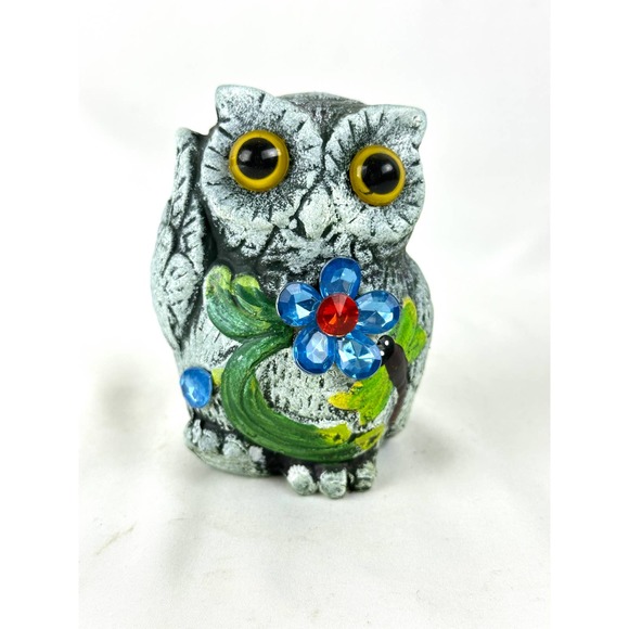 unknown | Art | Bejeweled Blue Gray Owl Figurine Vintage Cute Wide Eyed ...